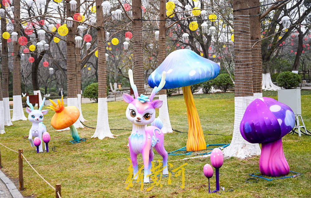 泉畔花灯璀璨迎春，秦琼主题灯组彰显历史风韵_央广网